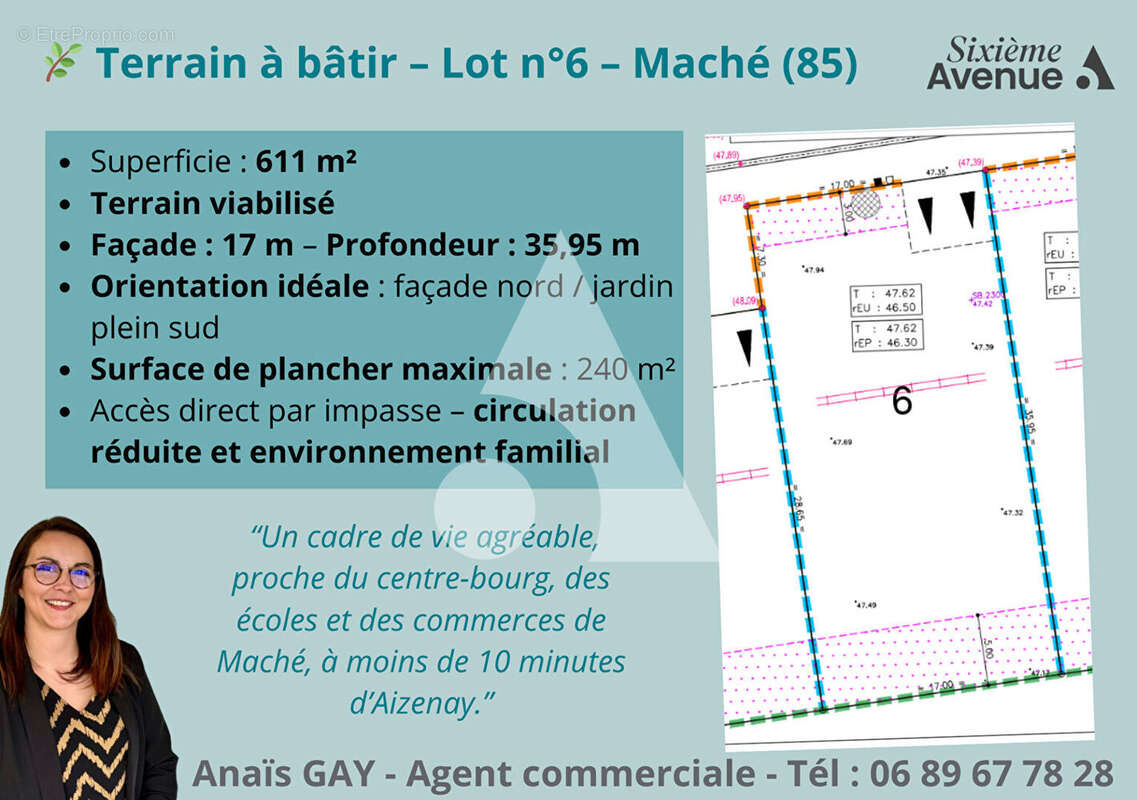 Vente Terrain 611 m² Mache - EtreProprio